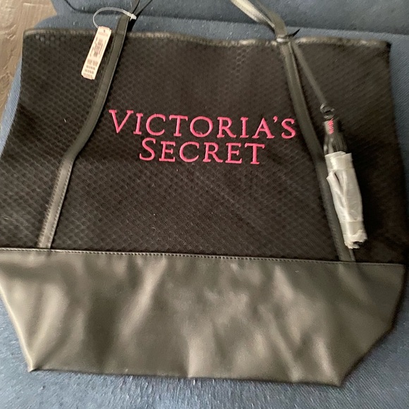 Victoria's Secret | Bags | Nwt Victorias Secret Bag Black With Pink ...